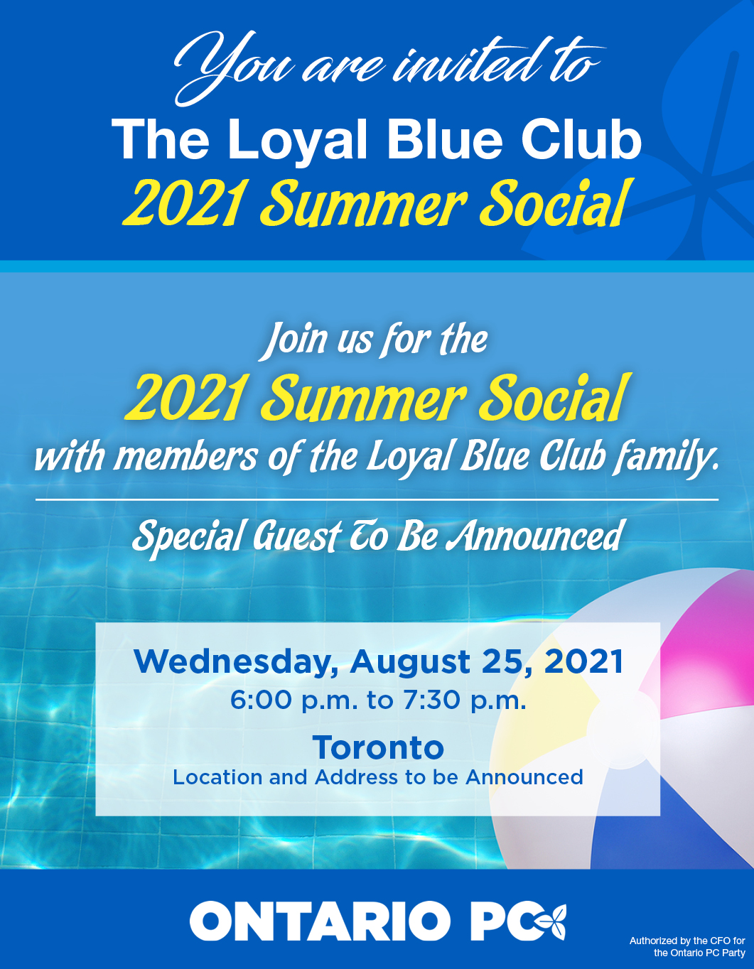 The Loyal Blue Club 2021 Summer Social – PC Party of Ontario