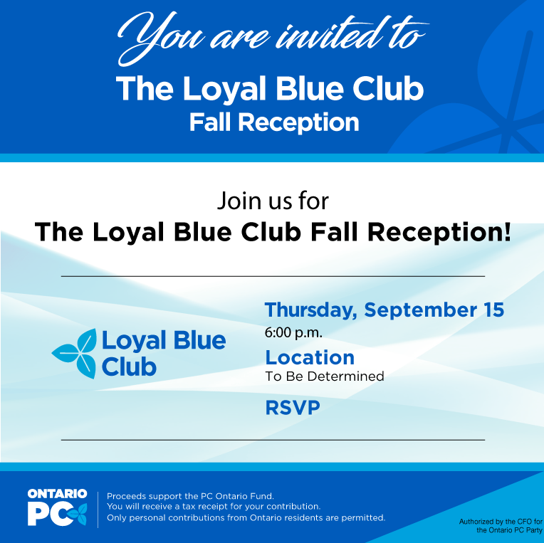 The Loyal Blue Club Fall Reception – RSVP – PC Party of Ontario